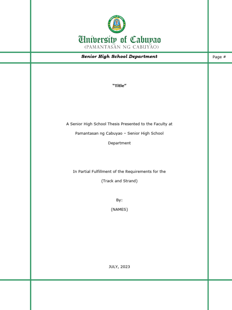 Senior High School Thesis Template | PDF | Analysis | Methodology