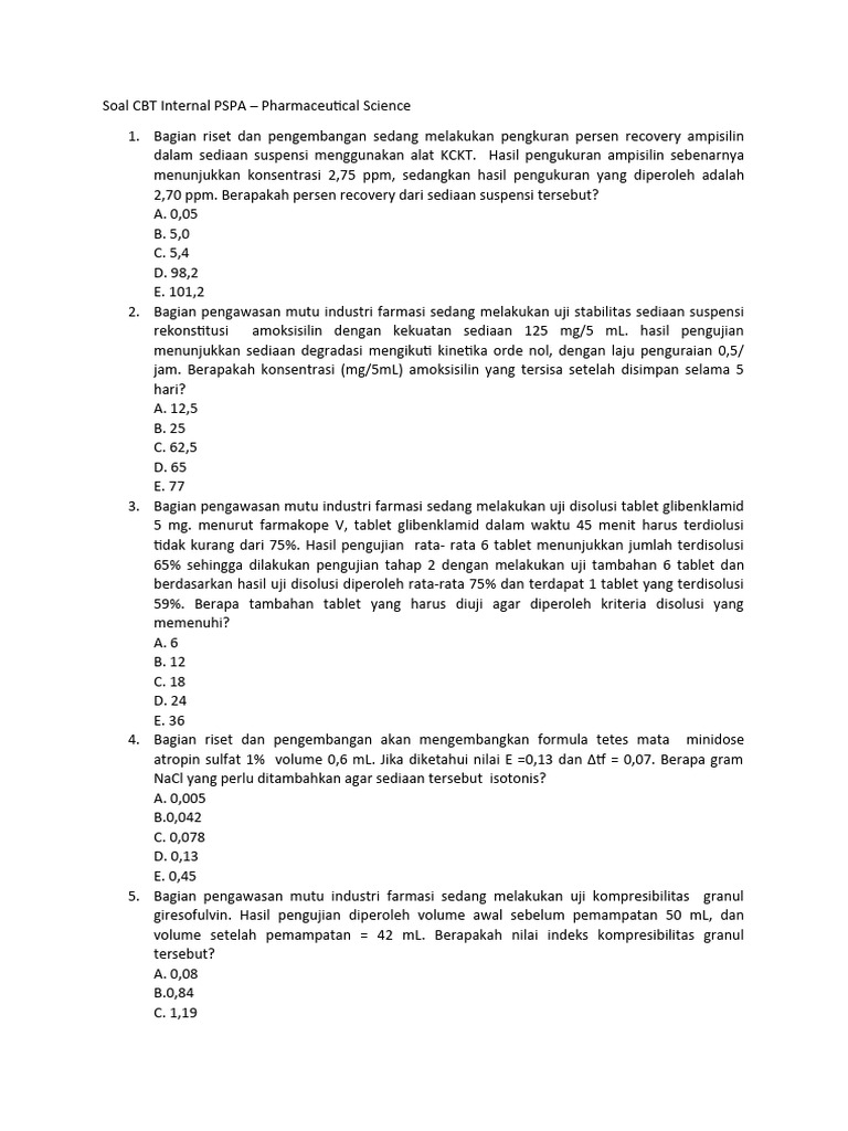Soal CBT Internal PS | PDF | Sains & Matematika