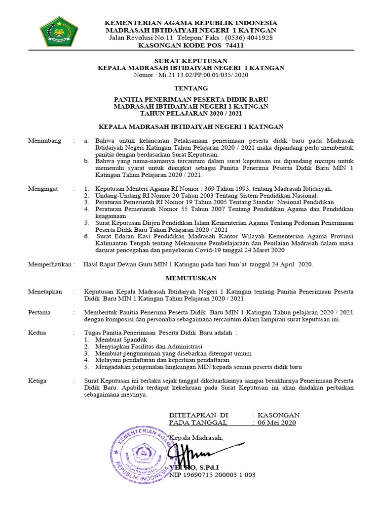 SK Panitia PPDB Mi | PDF