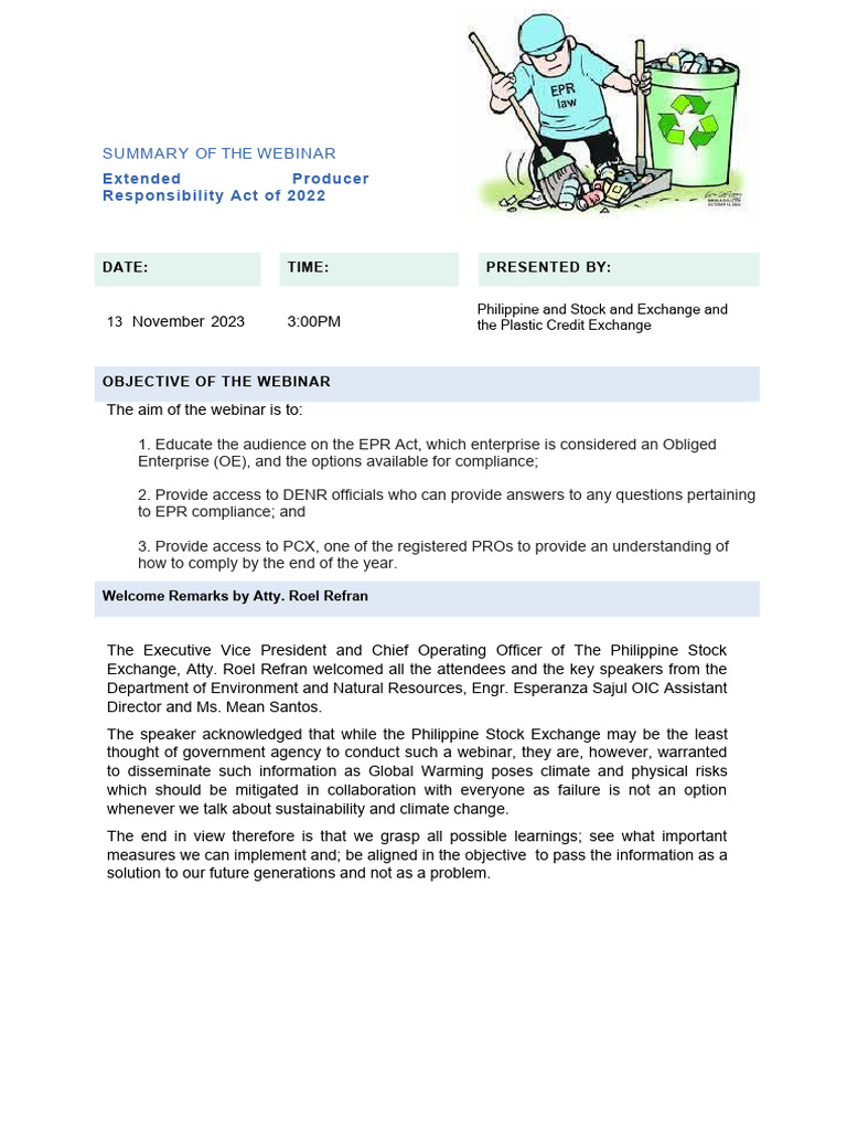 Webinar - Epr | Download Free PDF | Recycling | Waste Management