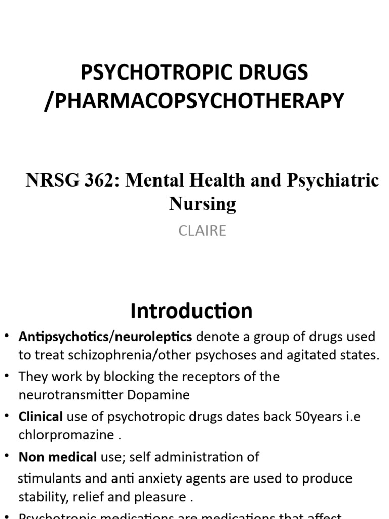 Psychotropic Drugs | PDF | Antipsychotic | Atypical Antipsychotic
