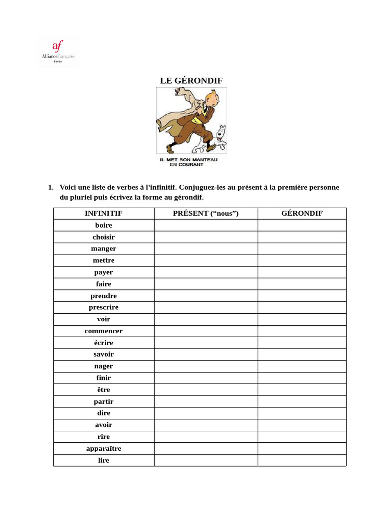 Exercices sur le Gérondif en Français | PDF | Morphologie linguistique ...