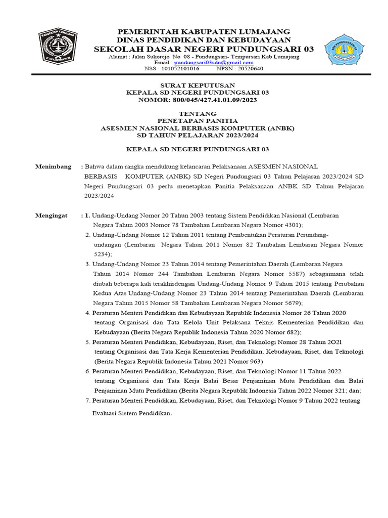 SK Panitia Anbk | PDF