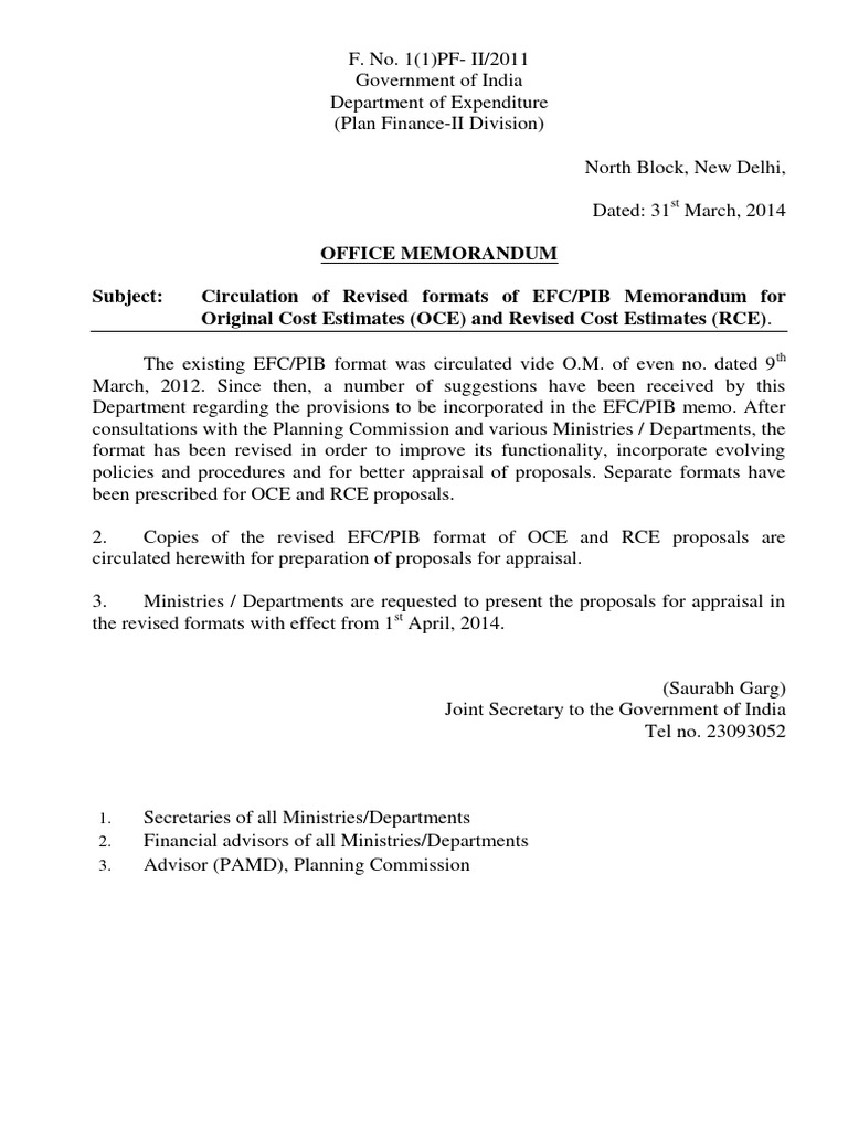 Revised EFC Format 31march2014 0 | PDF | Cost | Expense