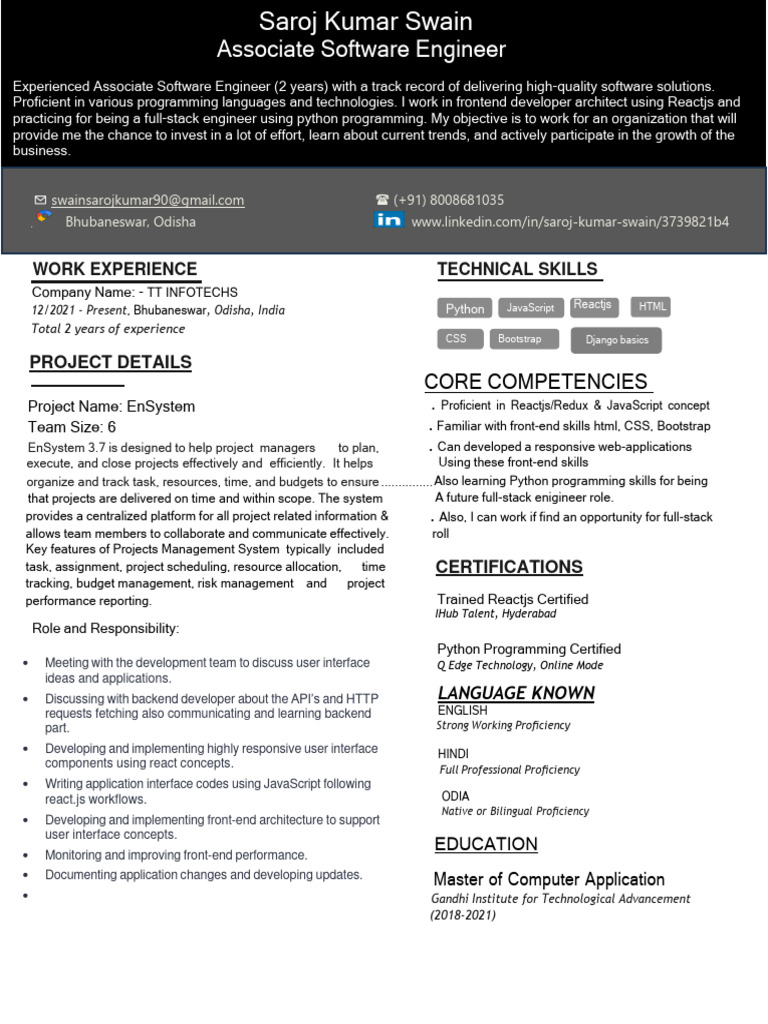 Saroj Software Engineer | PDF | Computer Engineering | Computer Programming