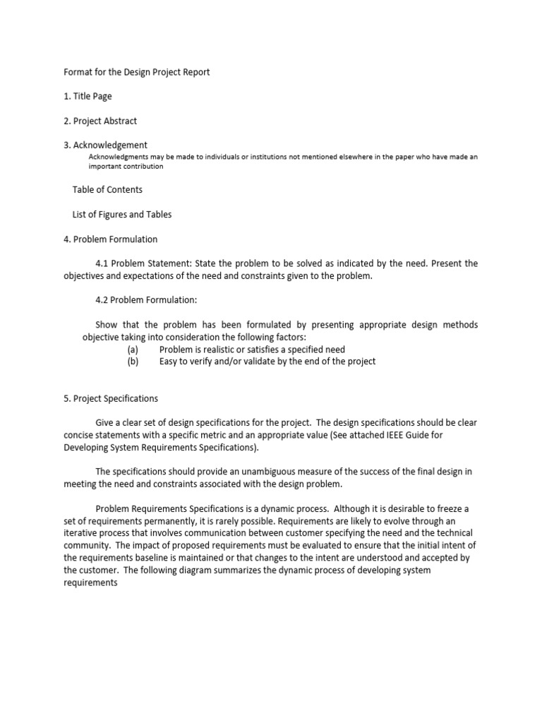 8 Format For The Design Project Final Report 1 | PDF | Design | Systems Science