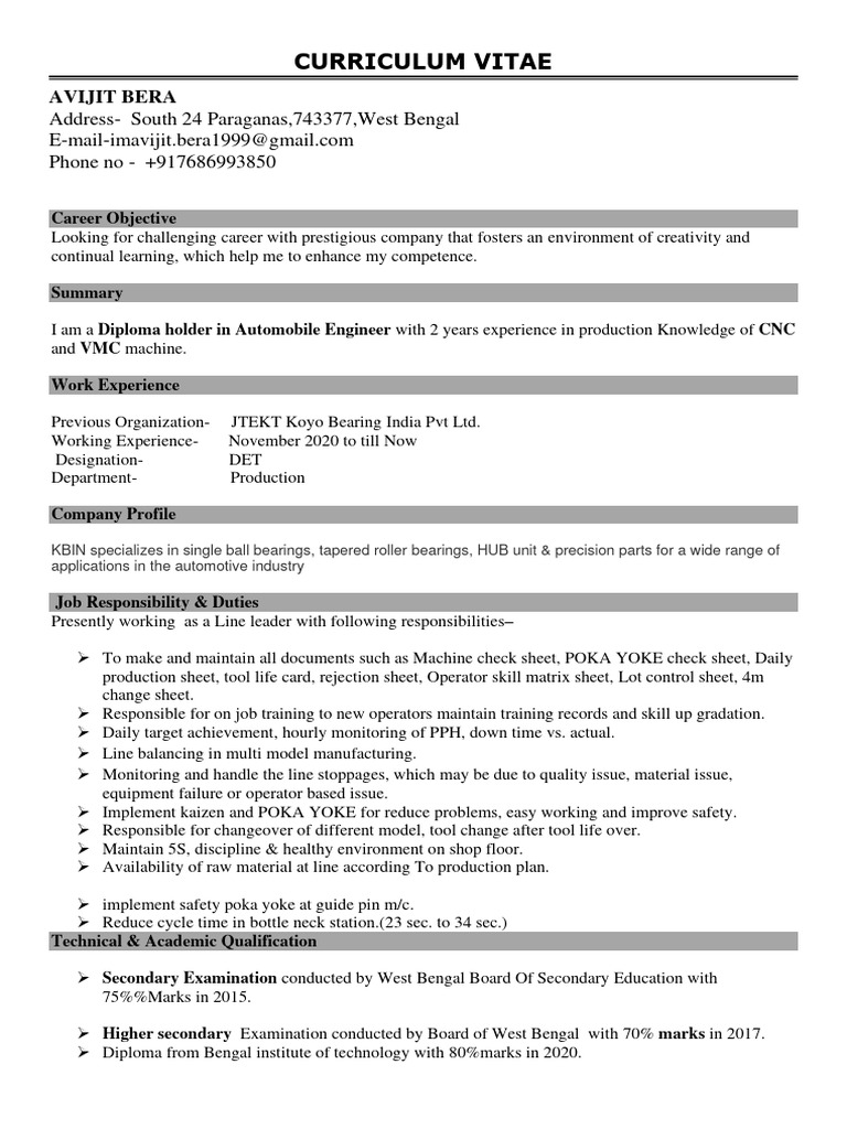 Resume Avijit Bera | PDF