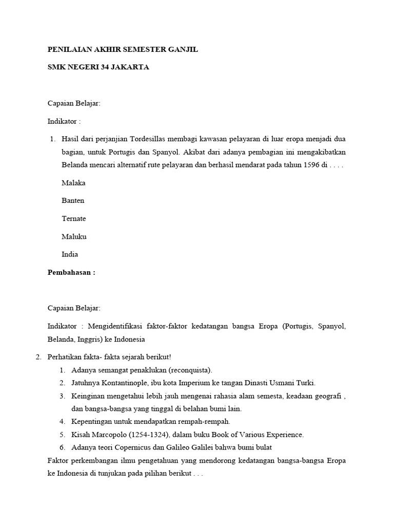 Pas Ganjil 2023-2024 (Kelas Xi) | PDF | Sejarah | Perjalanan