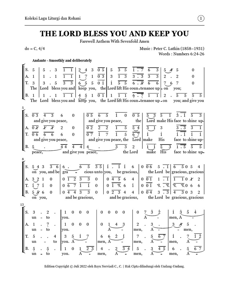 THE LORD BLESS YOU AND KEEP YOU (English) | PDF | Musical Compositions | Musical Forms