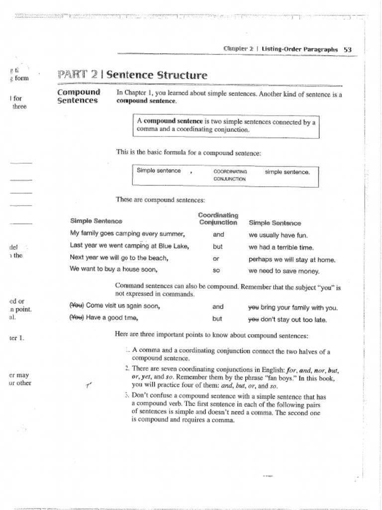 CH 2 Part 2 Grammar Compound Sentences | PDF