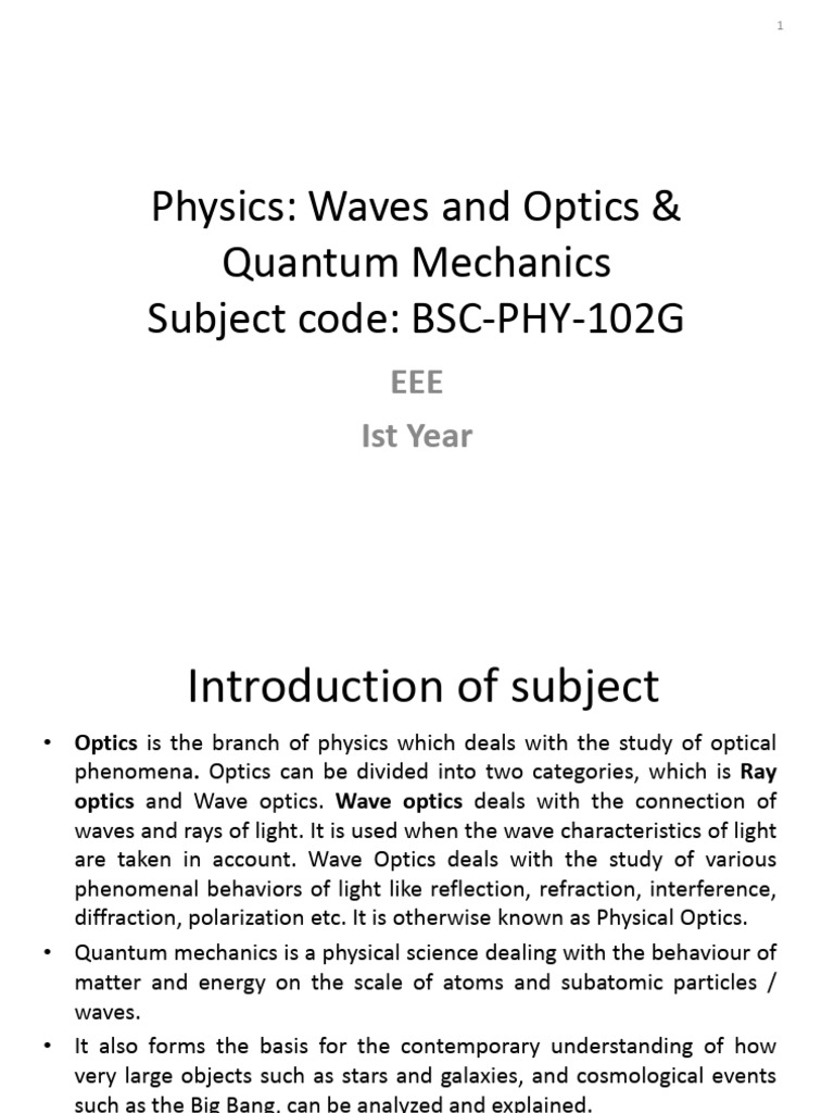 Unit 1 11092019 | PDF | Waves | Optics