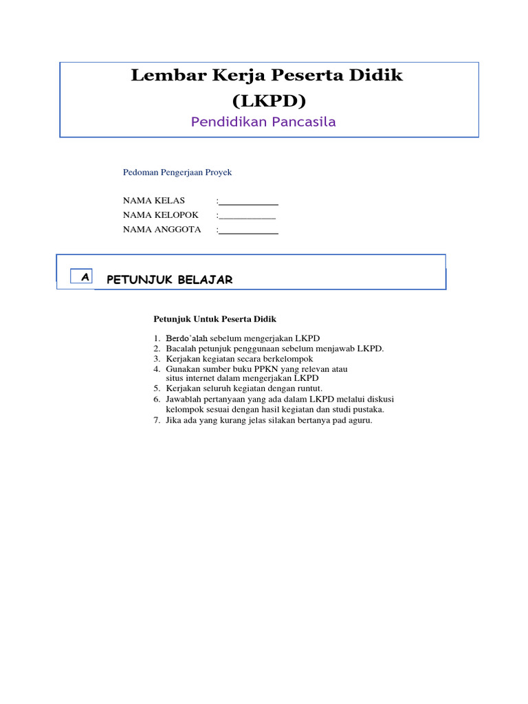 Pedoman Proyek PPKn Siswa | PDF | Karier & Perkembangan | Seni