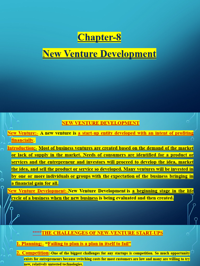 Ch.8 New Ventr Devp | PDF | Entrepreneurship | Startup Company