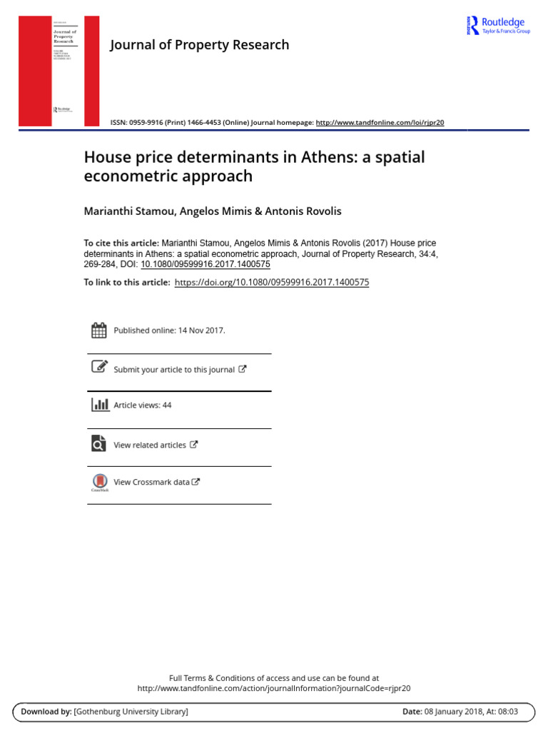 Stamou 2017 | PDF | Spatial Analysis | Regression Analysis
