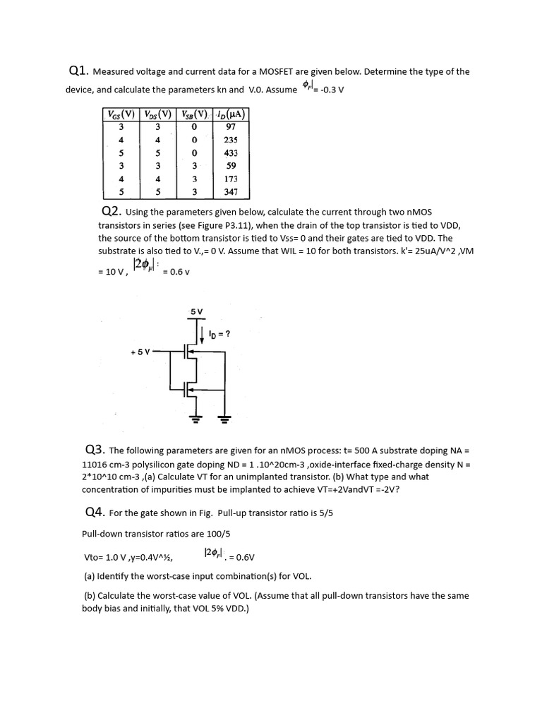 Vlsi Question Paper 2 | PDF | Logic Gate | Mosfet