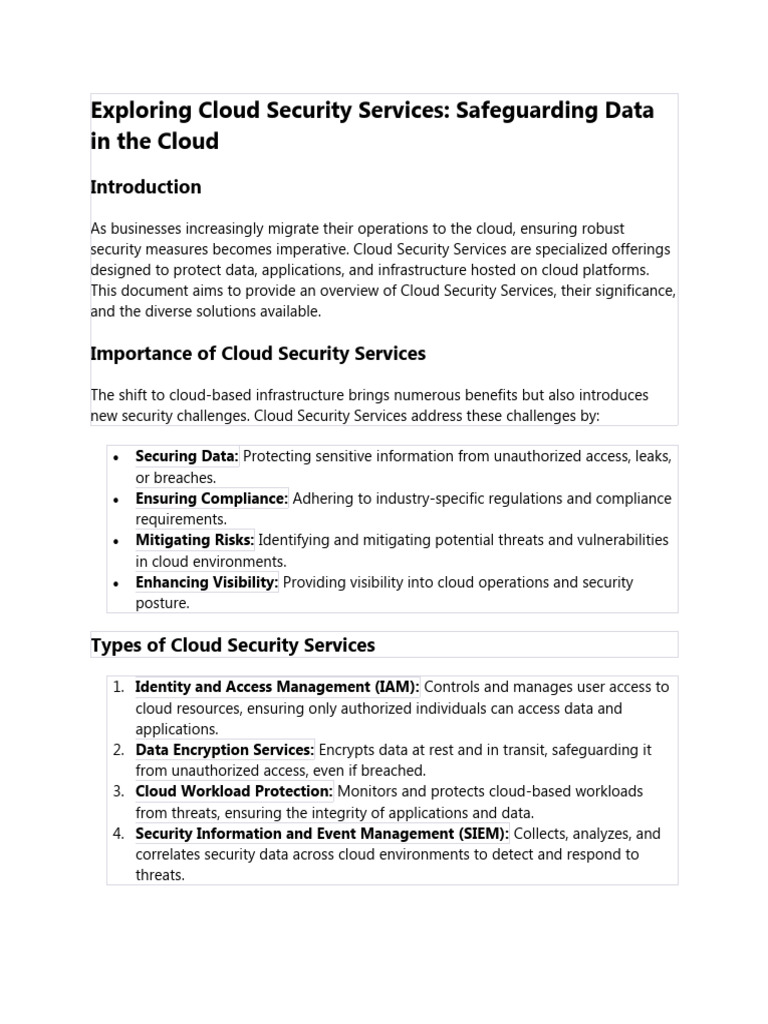 Exploring Cloud Security Services | PDF | Cloud Computing | Security