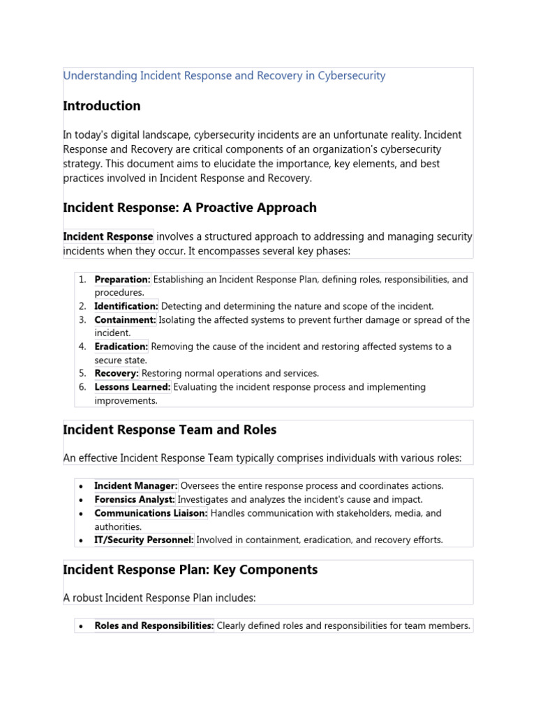 Cybersecurity Incident Response Guide | PDF | Computer Security | Security