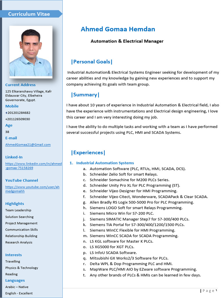 Ahmed Gomaa 2023 | PDF | Programmable Logic Controller | Scada