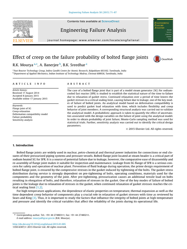Effect of Creep Failure in Bolted Flanged Joints | PDF | Creep ...