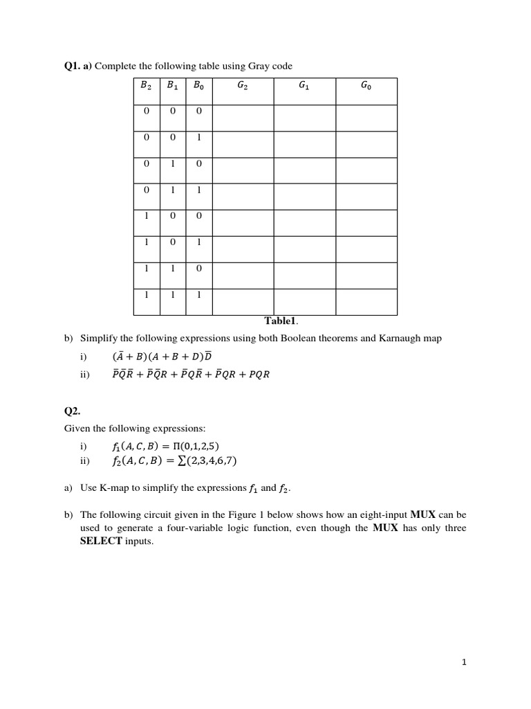 Gray Code and Boolean Simplification Guide | PDF | Computer Programming ...