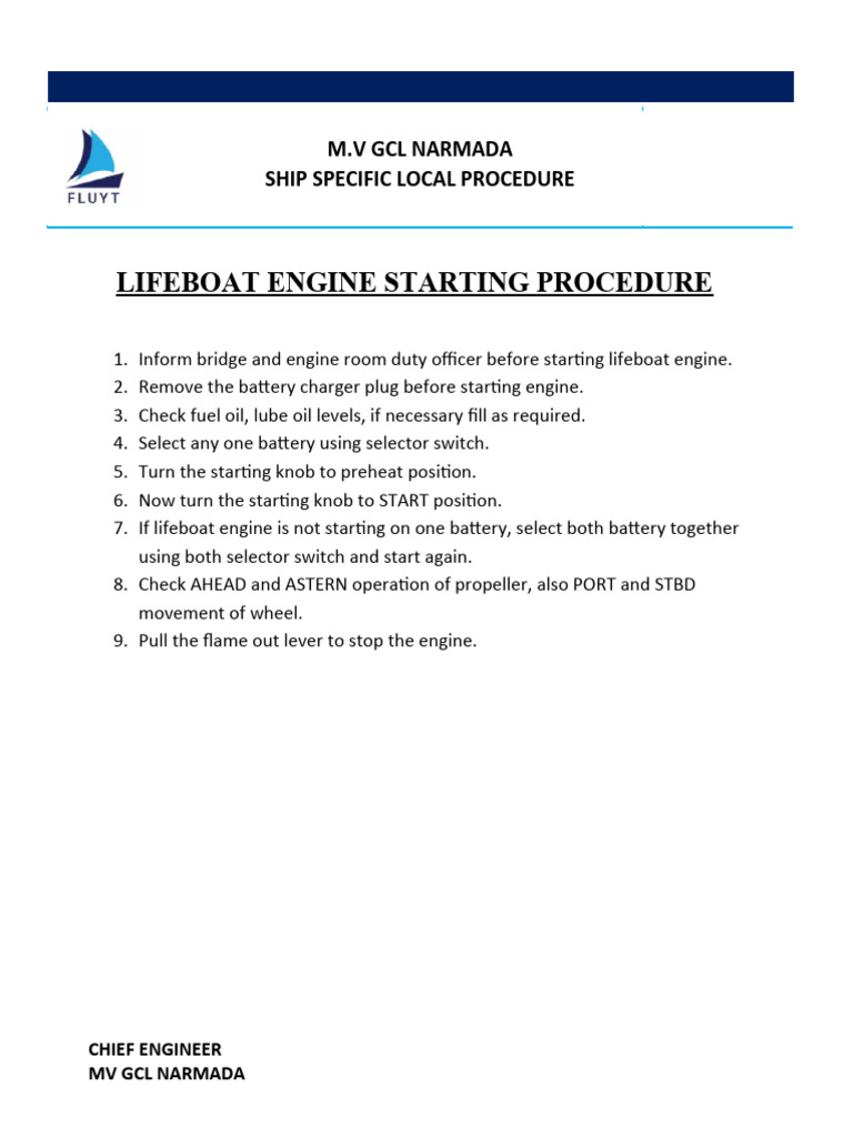 040 Life Boat Engine Starting Procedure - Duplicate 013 Cri | PDF