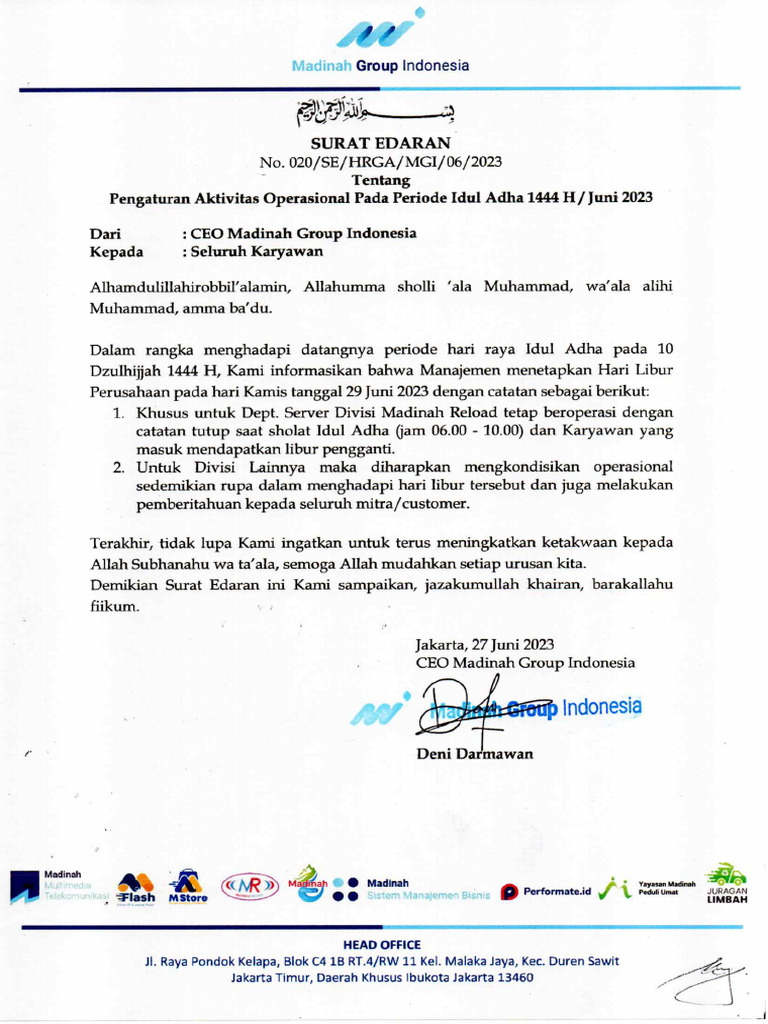 Pengumuman Libur Idul Adha 1444 H | PDF