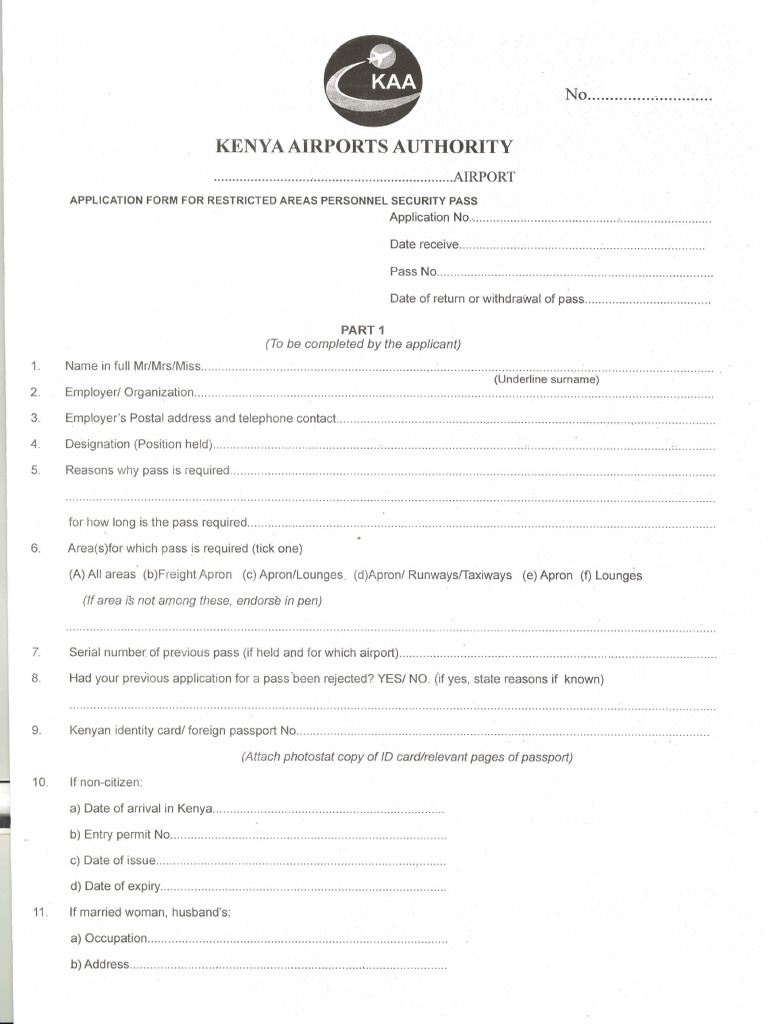 Security New Applicant Pass Form | PDF