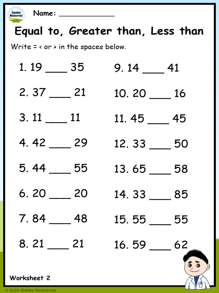 Grade 2 Equal To Greater Than Less Than Worksheet 2 | PDF