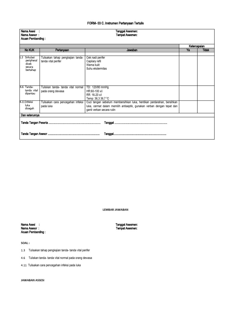 FORM-03 C (Instrumen Penilaian Tulis) | PDF