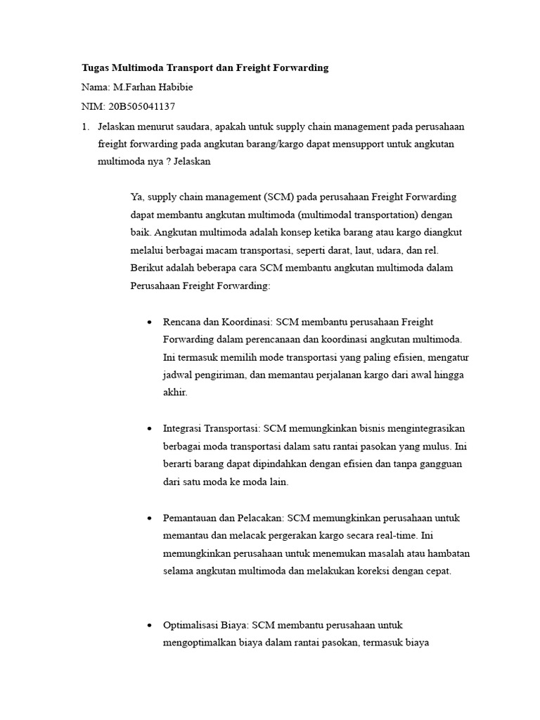 Tugas Multimoda Transport Dan Freight Forwarding M.farhan Habibie | PDF