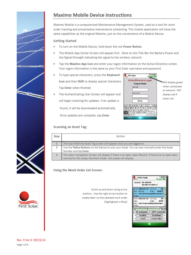Maximo Mobile Job Aid | PDF | Login | Mobile App