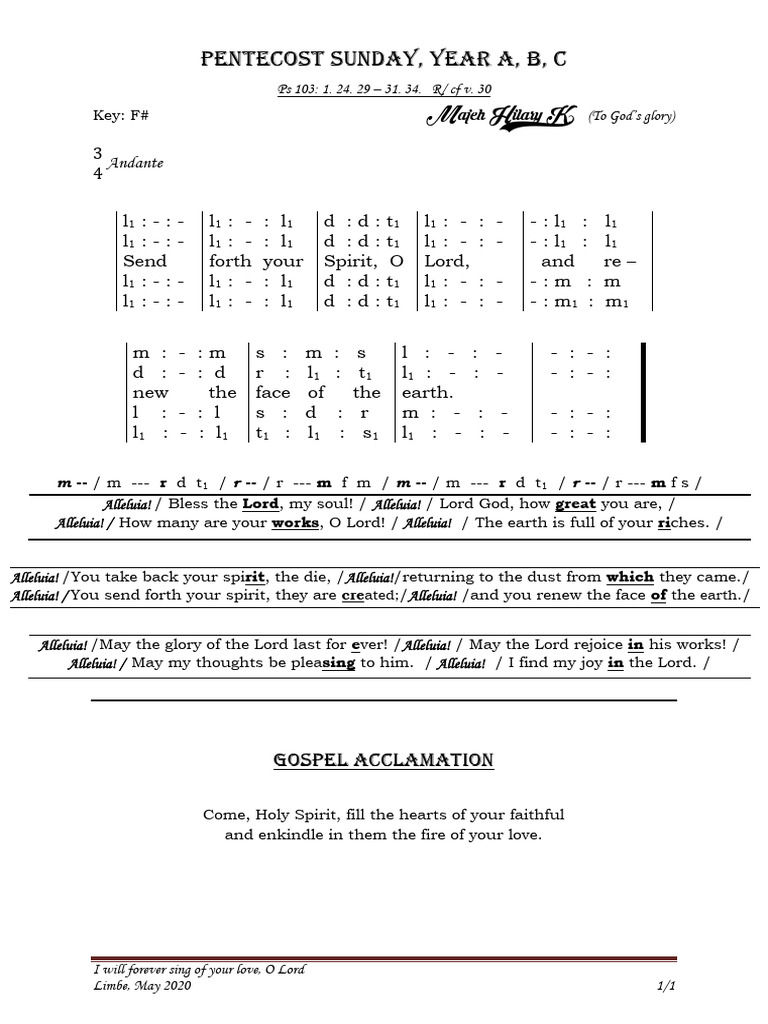 Pentecost Sunday Year A B C Pdf