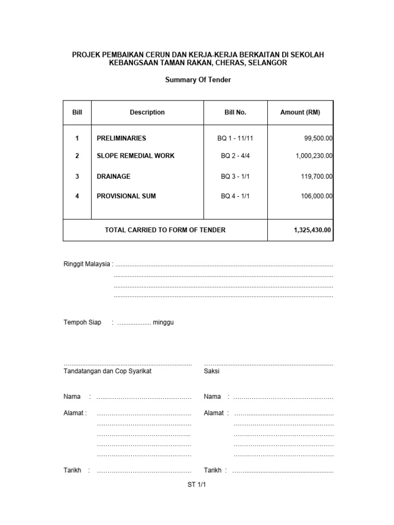 Sk Taman Rakan Tender Bq Pdf Deep Foundation Printer Computing