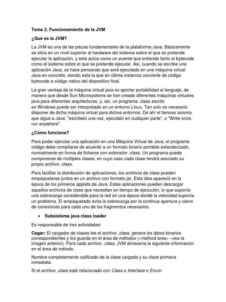 Tema 2. Funcionamiento de La JVM | Descargar gratis PDF | máquina ... Tema 2. Funcionamiento de La JVM | Descargar gratis PDF | máquina ...