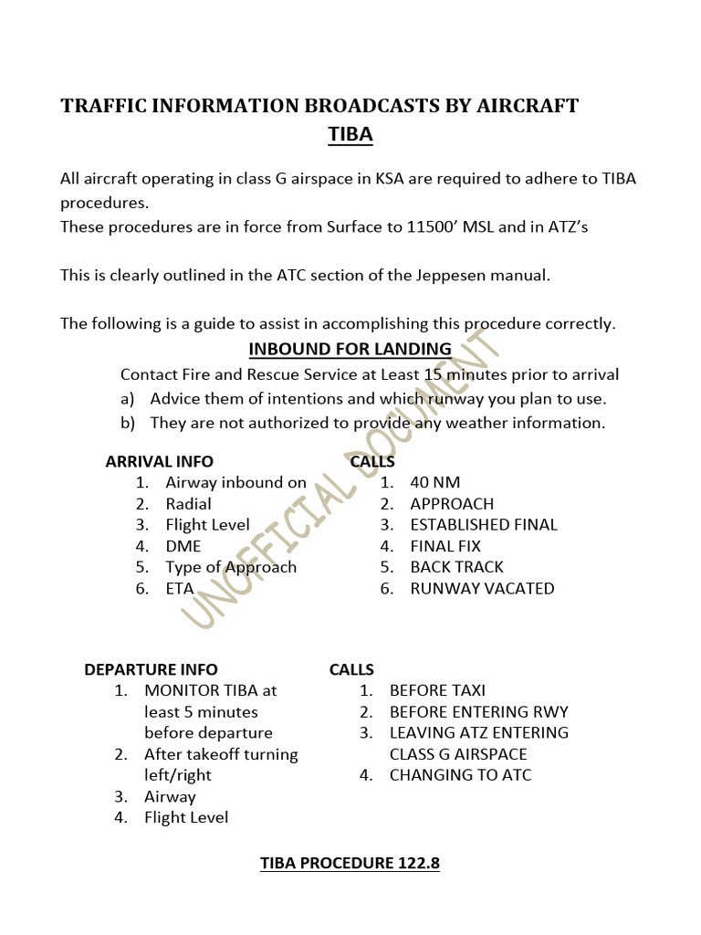 TIBA Procedures for KSA Airspace | PDF | Air Traffic Control | Runway