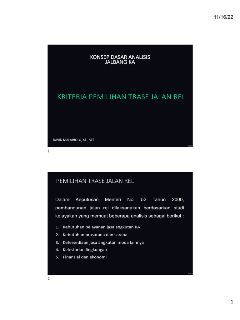 Kriteria Pemilihan Trase Jalan Rel | PDF | Teknologi & Rekayasa