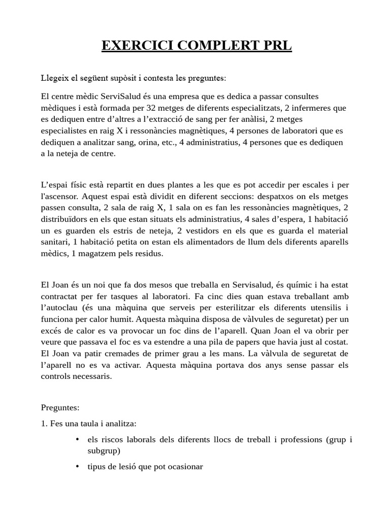 Exercici Pcomplert PRL | PDF