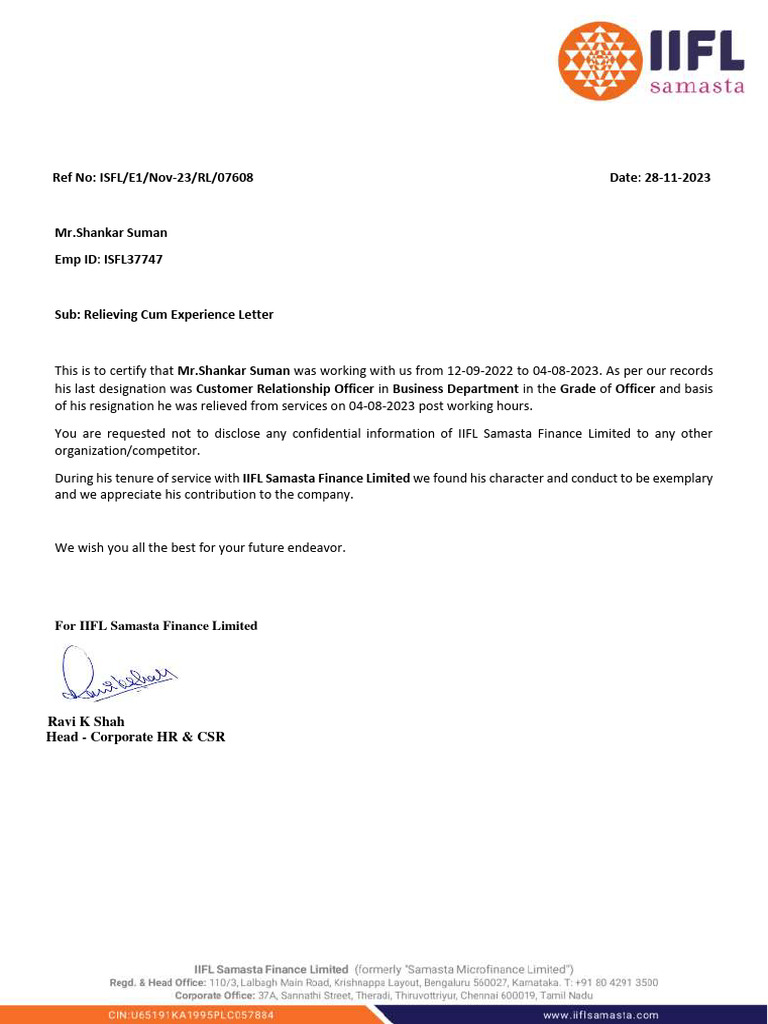 For IIFL Samasta Finance Limited | PDF