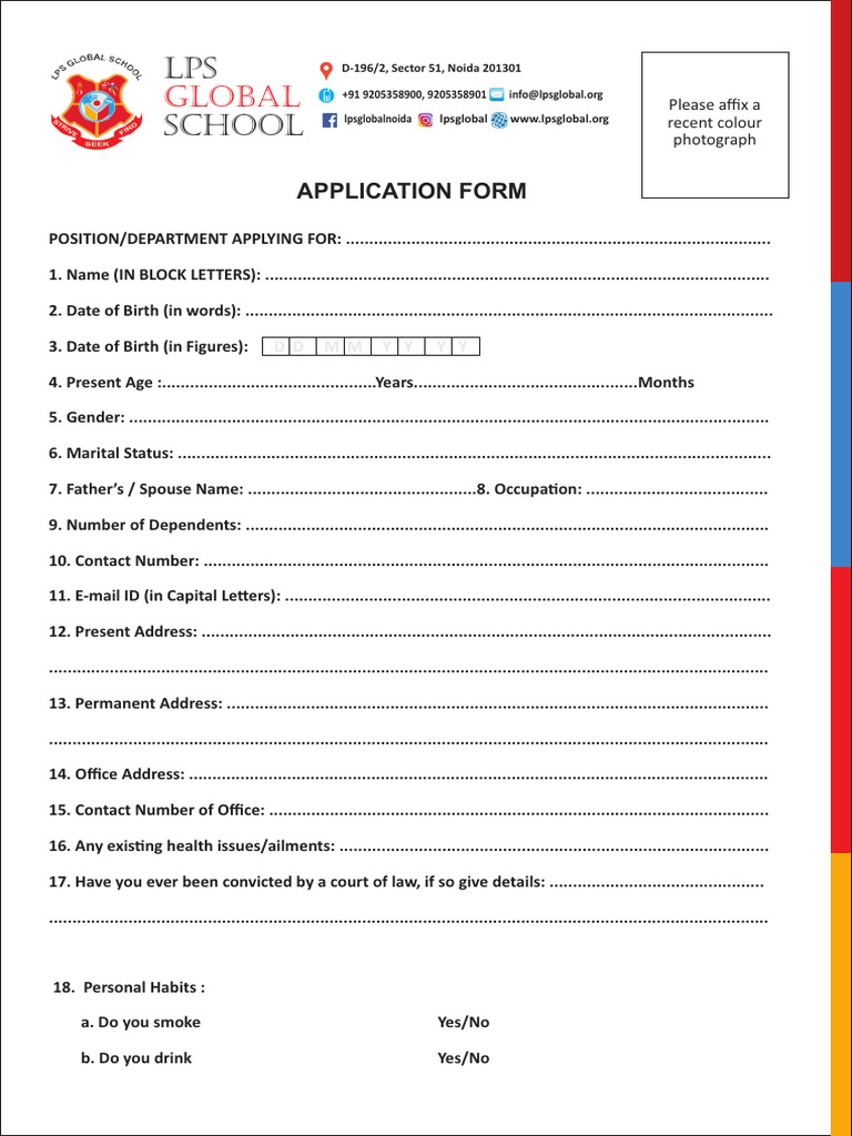 Candidate Application Form | PDF