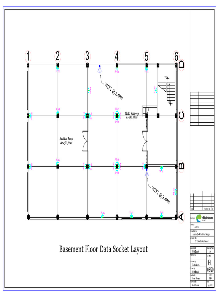 Assela Standard G+4 Basement Floor Data Socket Layout | PDF
