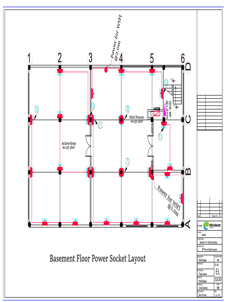 Assela Standard G+4 Basement Floor Power Socket Layout | PDF