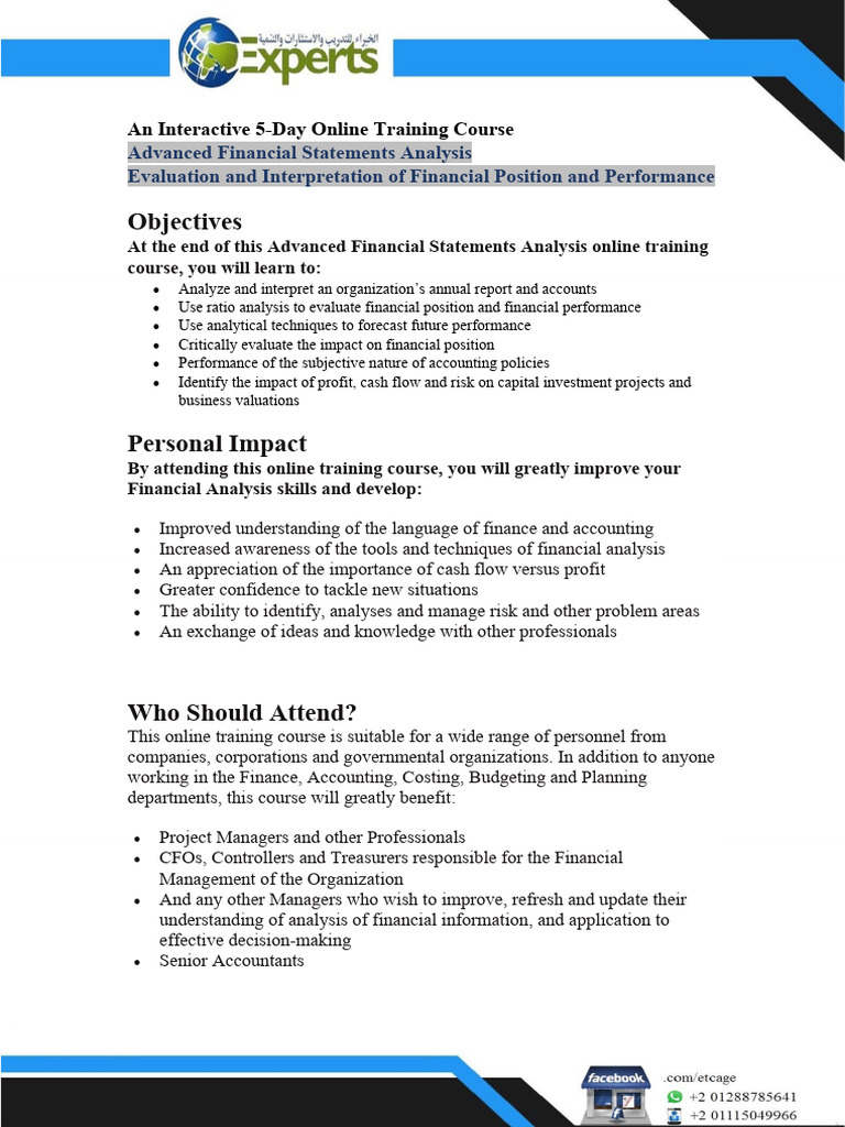 Advanced Financial Statements Analysis | PDF | Valuation (Finance ...