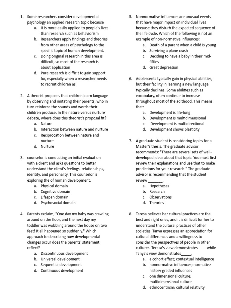 Dev Midterm | PDF | Cognitive Development | Twin