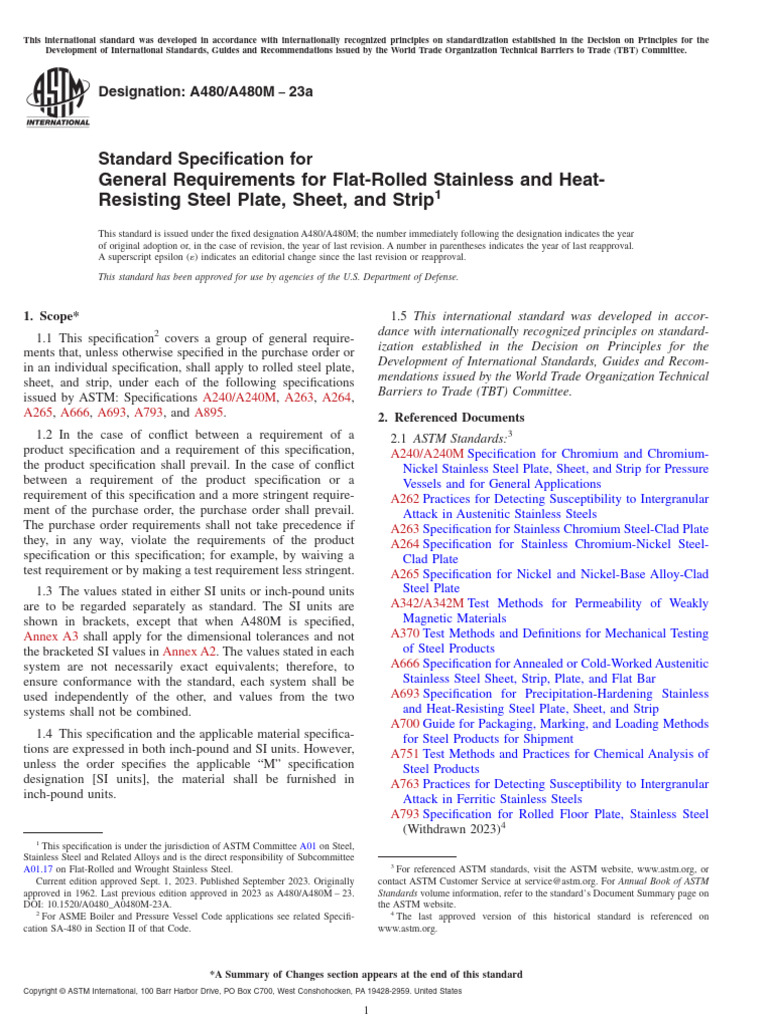 Astm A480 A480m Rev A - 2023 | Download Free PDF | Rolling (Metalworking) | Stainless Steel