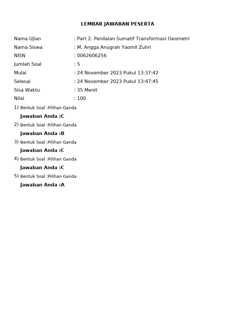 Hasil Ujian Geometri Siswa | PDF | Metode & Bahan Ajar