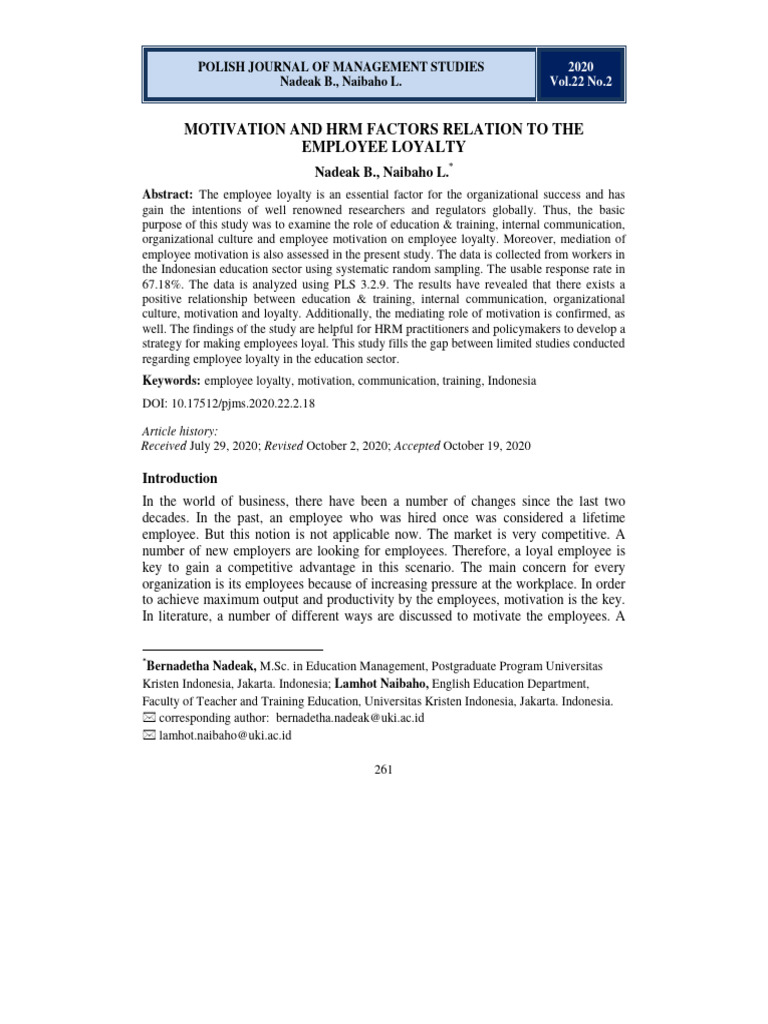 Motivation and HRM Factors Relation | PDF | Validity (Statistics) | Employment