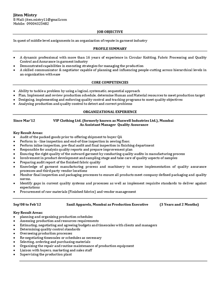 Jiten - Mistry Resume | PDF | Business Process | Business