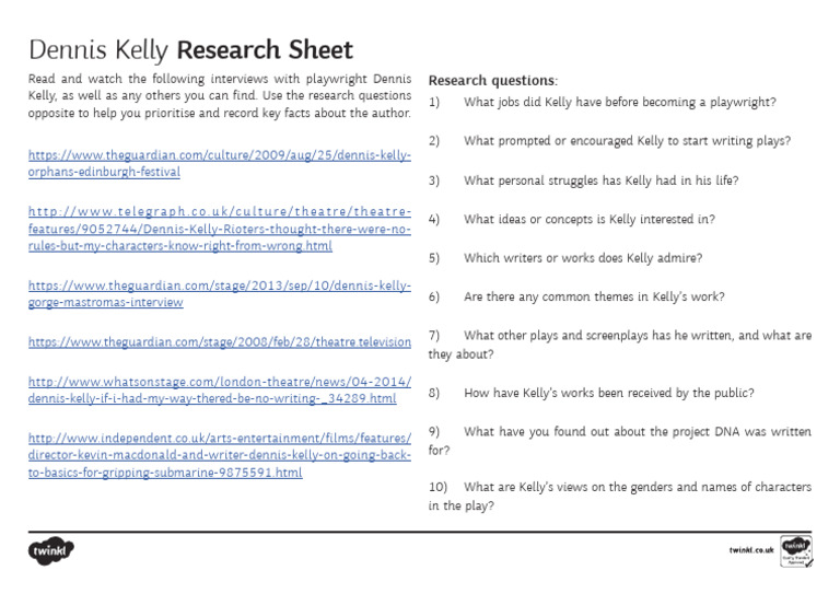 Dennis Kelly: Playwright Insights | PDF | Games & Activities