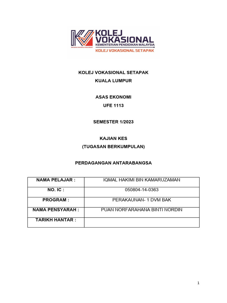 Kajian Kes Ekonomi (Mal) | PDF