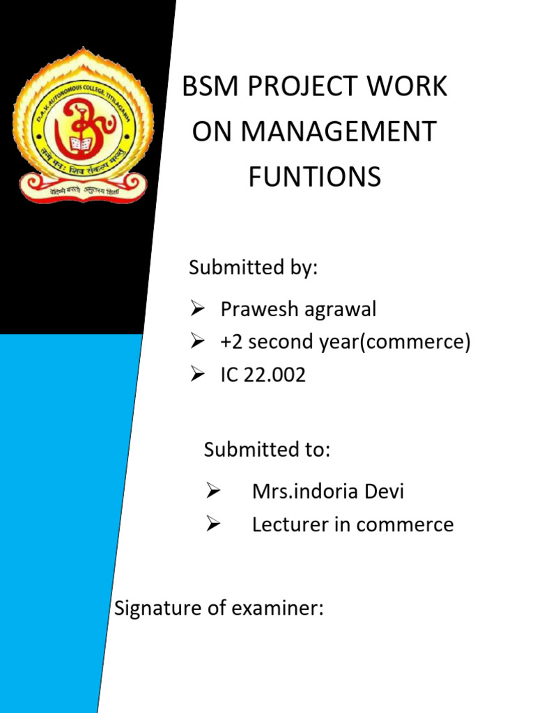 BSM Project Work On Management Funtions | PDF | Human Resources | Planning